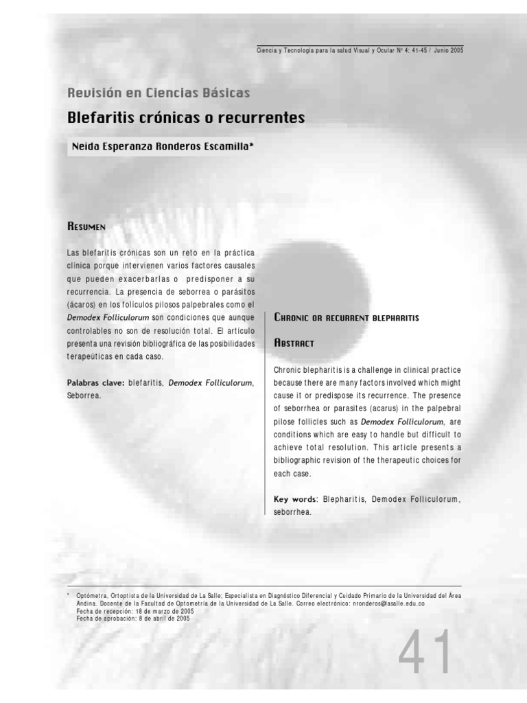 Terapias para Blefaritis Crónica | PDF | Medicina CLINICA ...