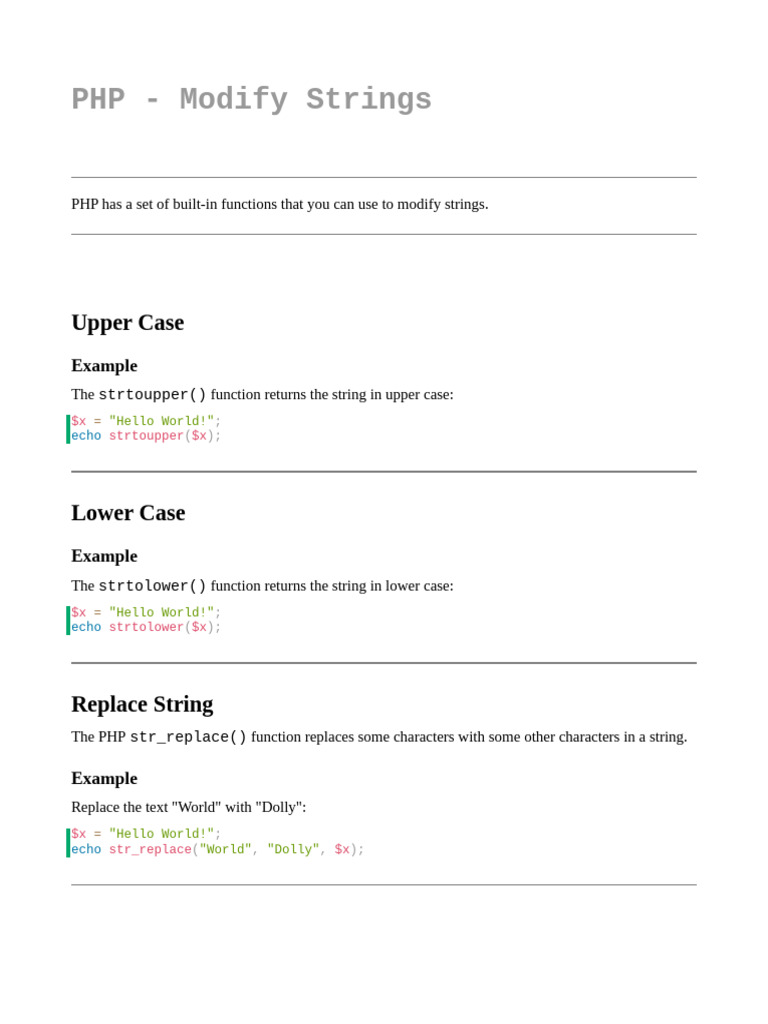 PHP - Modify Strings | PDF PHP - Modify Strings | PDF
