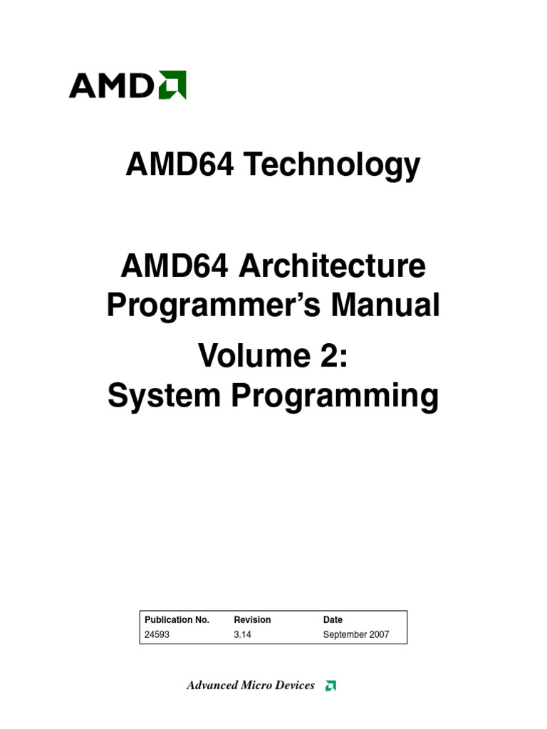Amd64 Architecture Programmer S Manual Volume 2 System Programming Pdf Operating System