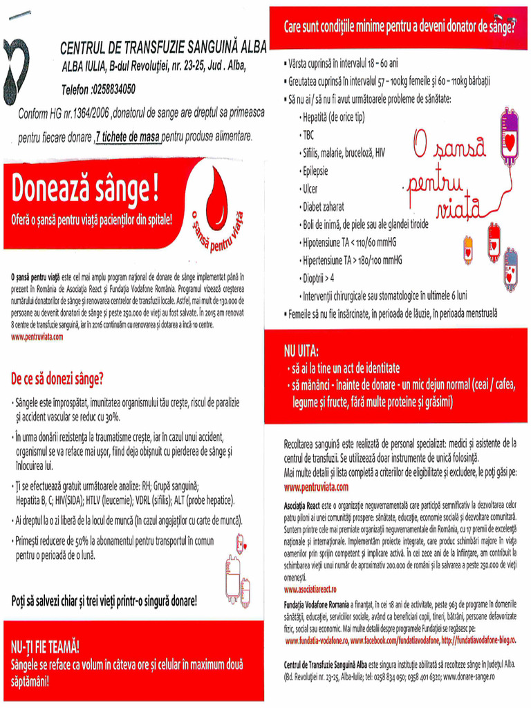 Pliant Donare Sange | PDF