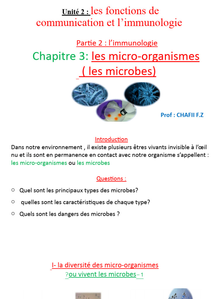Les Microbes Cours SVT 3AC 5 (3) | PDF | Micro-organisme | Bactérie