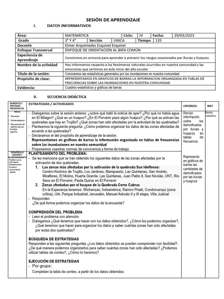 Sesion de Matemática Miercoles | PDF | Aprendizaje | Cognición