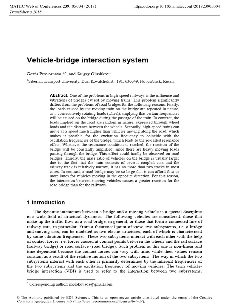 Vehicle-bridge_interaction_system | PDF | Bridge | Mechanical Engineering