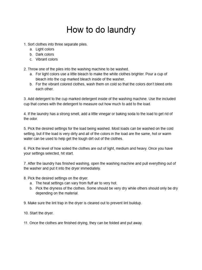 Step-by-Step Laundry Guide | PDF