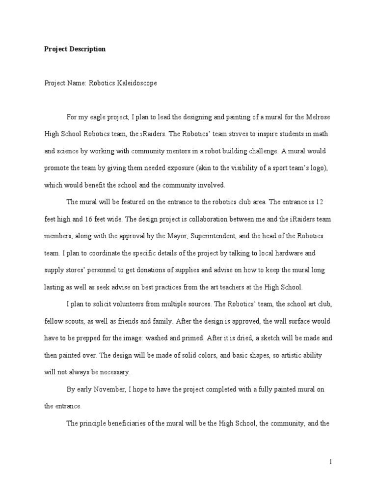 Eagle Project Proposal 2nd Draft | PDF | Paint | Mural