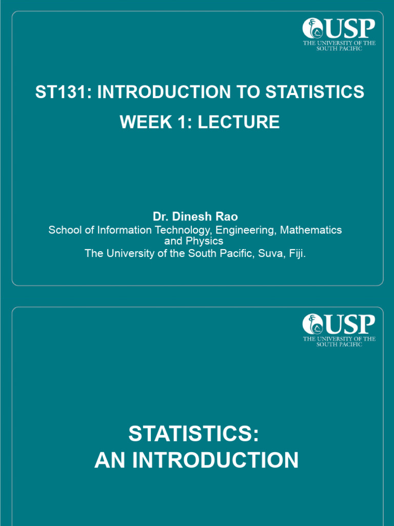 Week 1 Lecture Pdf Statistics Sampling Statistics