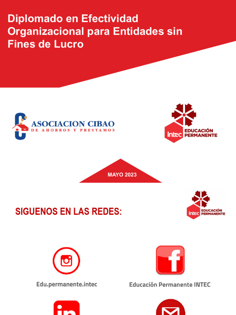 Clase2-Modulo 1 PE - Diplomado - ACAP - INTEC - Efectividad - Organizacional - ASFL | PDF ...