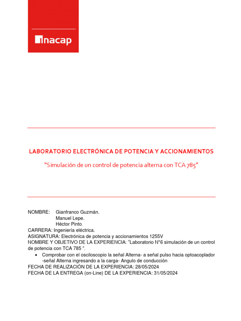 Simulación Control Potencia TCA 785 | PDF | Electrónica | Red eléctrica