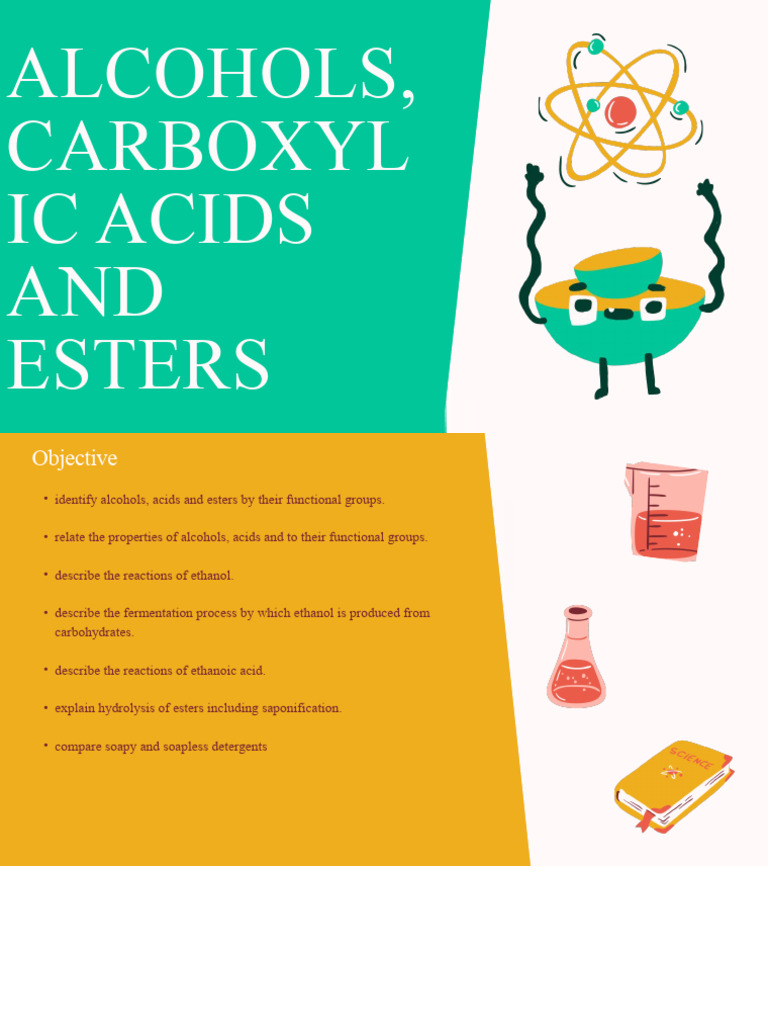 Alcohols, Carboxylic Acids and Esters | PDF | Ester | Hydrolysis