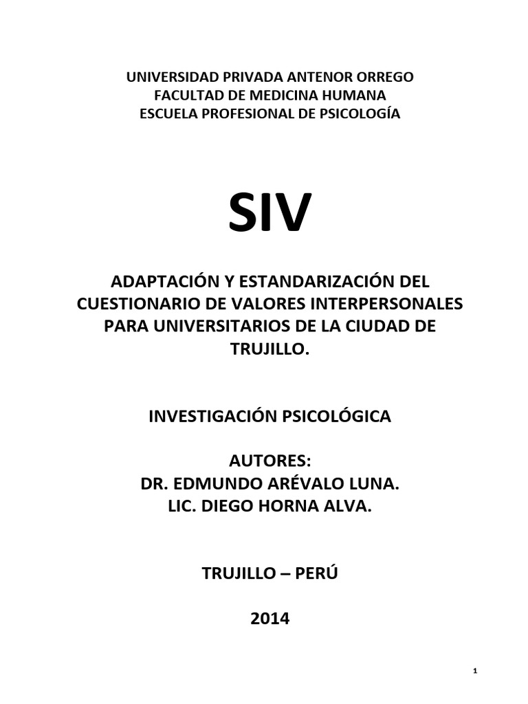 Test Siv | PDF | Sicología | Alfa de Cronbach