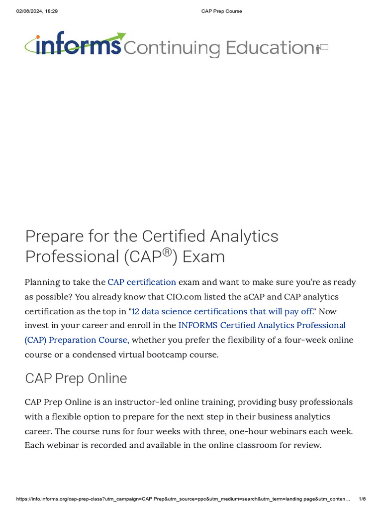 CAP Prep Course | PDF | Educational Technology | Analytics