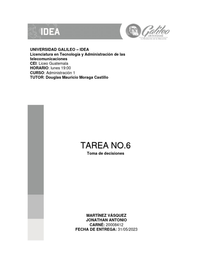 Tarea 6 Admin 1 | PDF | Toma de decisiones