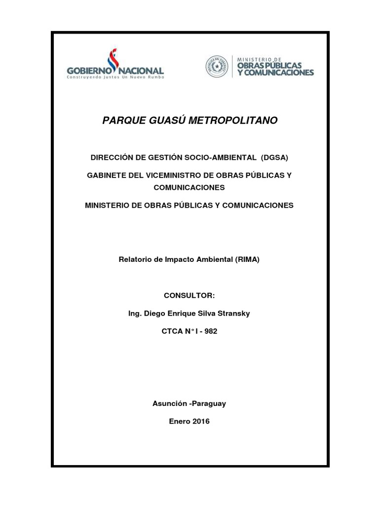 r1165.16 Parque Guazu Metropolitano 779.16 Ministerio de Obras Publicas Ny Comunicaciones Daniel ...