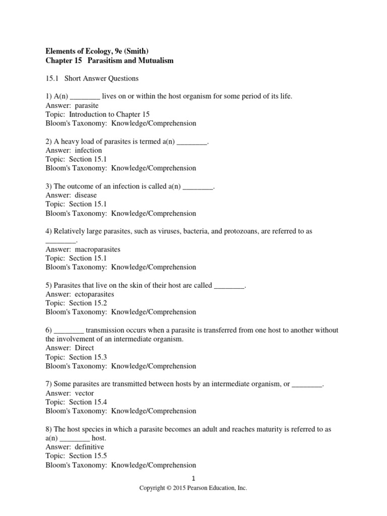 647da99c15ac0 Elements of Ecology ch15 Test Bank | PDF | Parasitism ...
