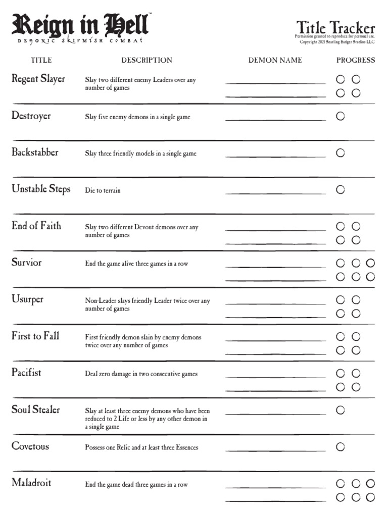 RiH Title Tracker | PDF