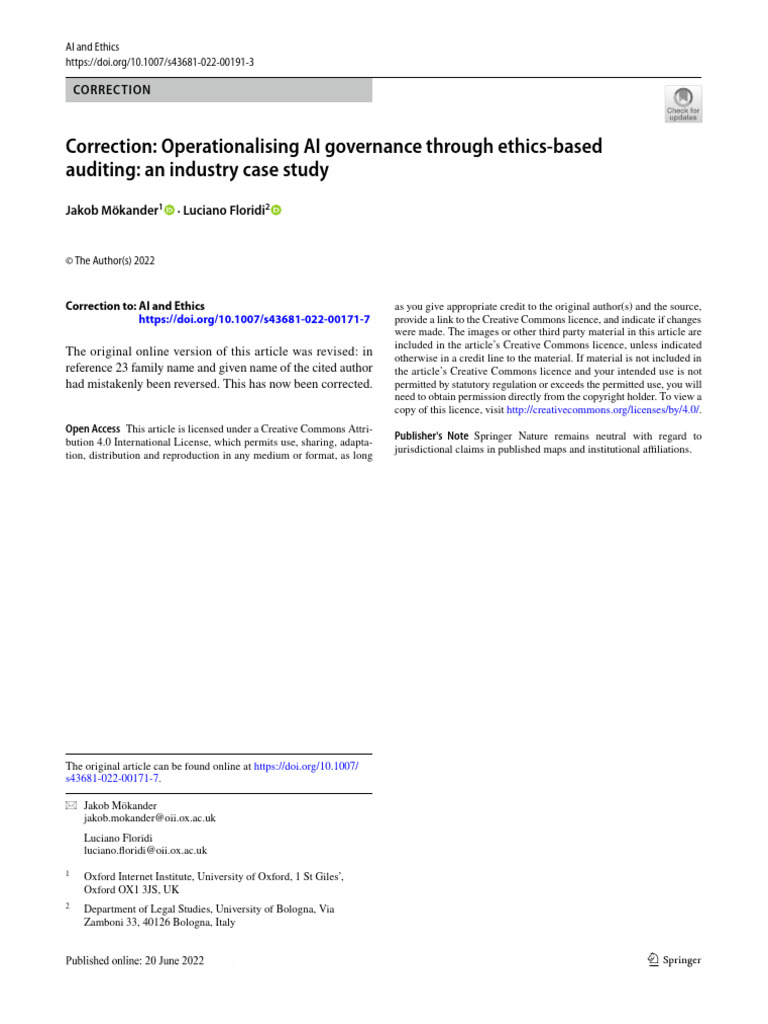 Correction Operationalising AI Governanc | PDF | Creative Commons License | Creative Commons