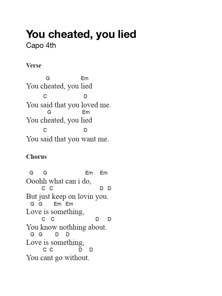 You Cheated, You Lied (Chords & Lyrics) | PDF