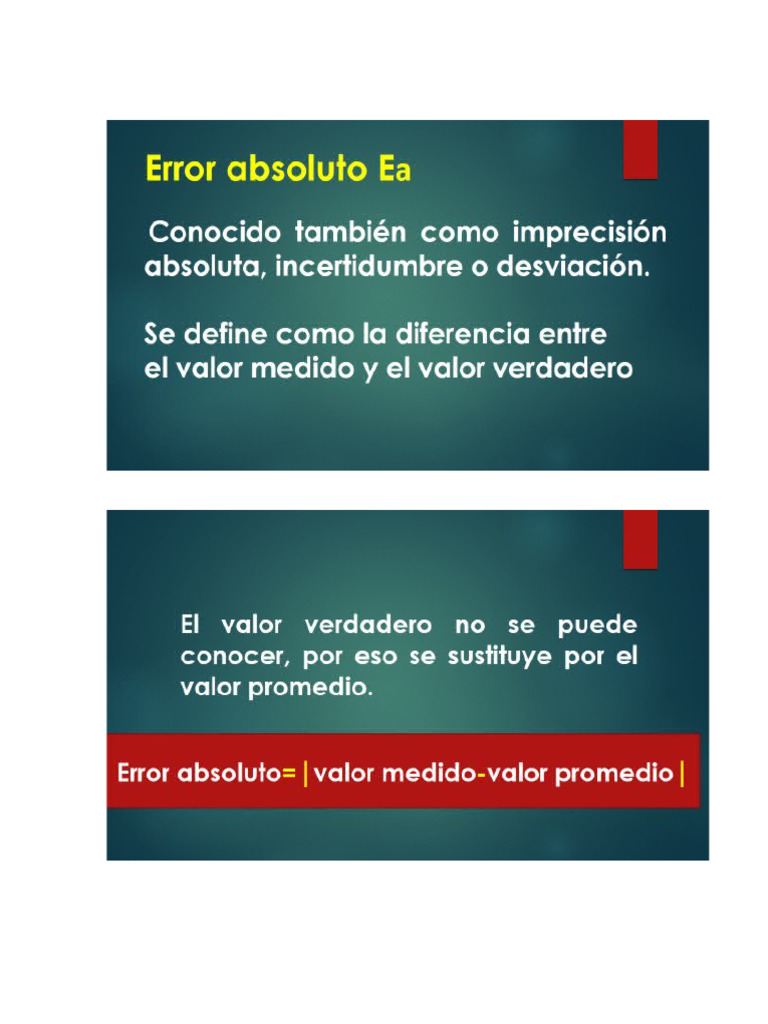 Error Absoluto, Error Relativo y Error Porcentual | PDF