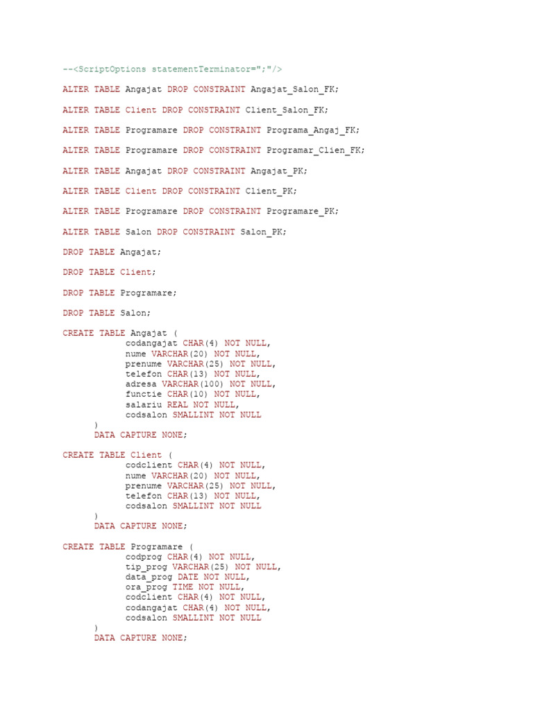 Comenzi DDL+insert | PDF | Databases | Data Management Software