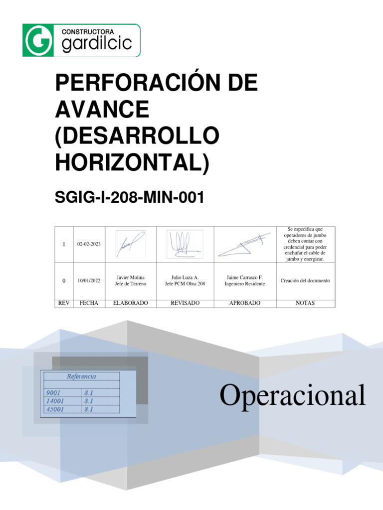 SGIG I 208 MIN 001 Perforación de Avance REV - 1 | PDF