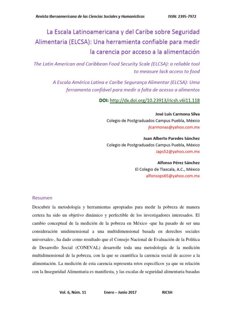 ELCSA | PDF | Organización de Comida y Agricultura | Seguridad alimentaria