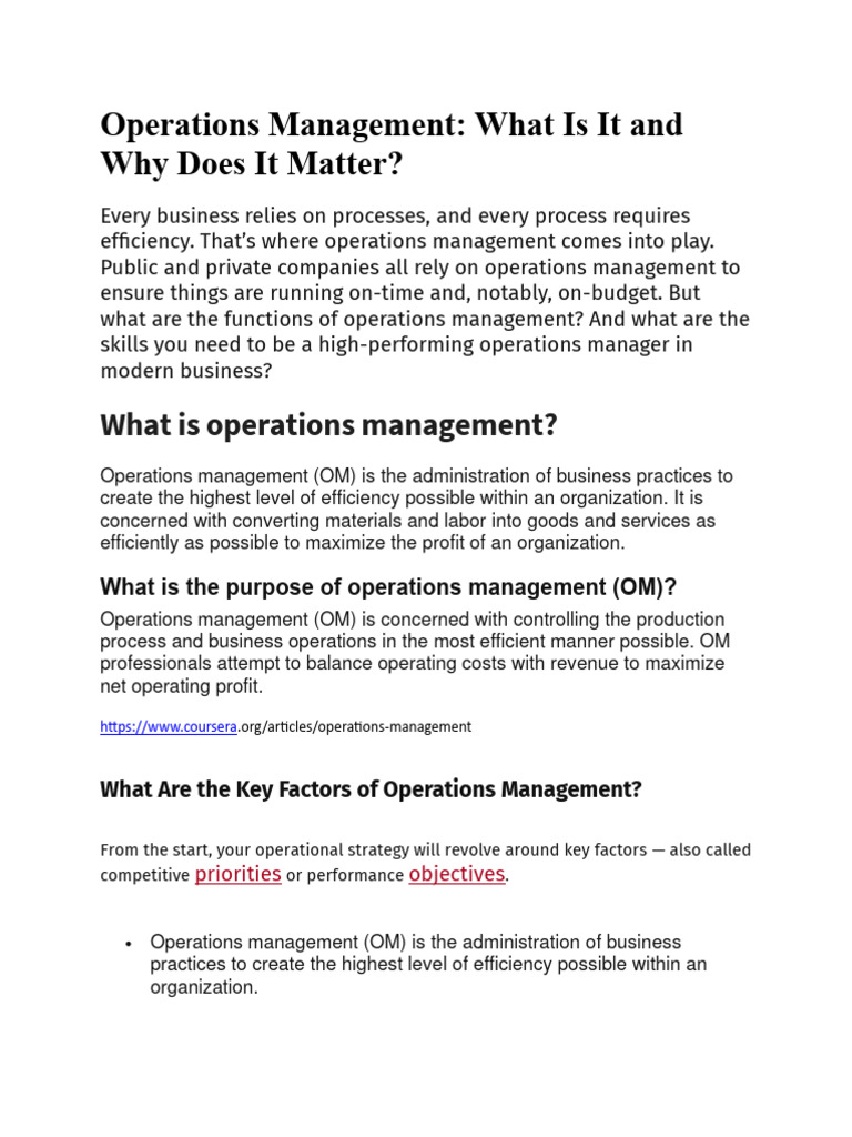 Operations Management | PDF | Supply Chain | Operations Management