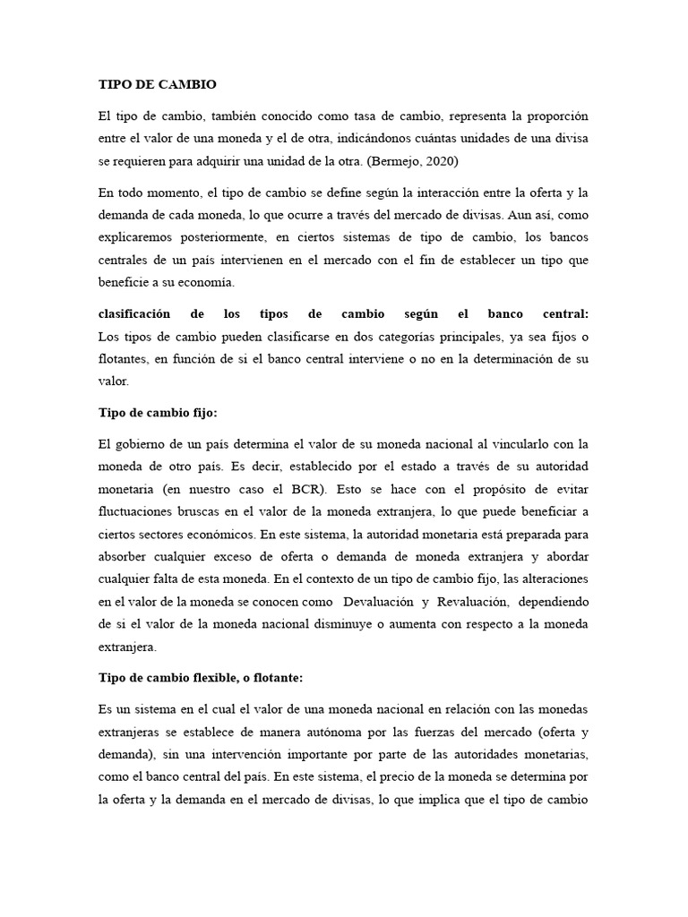 Tipos de Cambio: Fijos vs. Flotantes | PDF | Tipo de cambio | Moneda