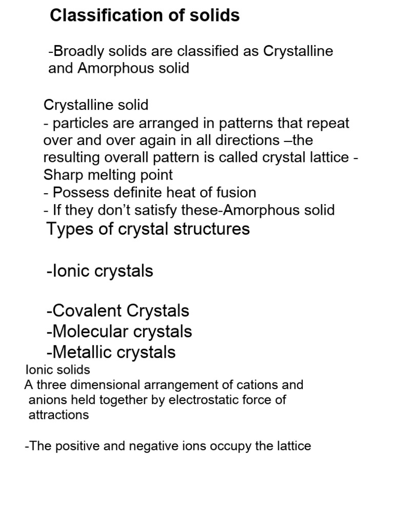 Lecture 9 Lecture 2-Solids | PDF | Ion | Solid
