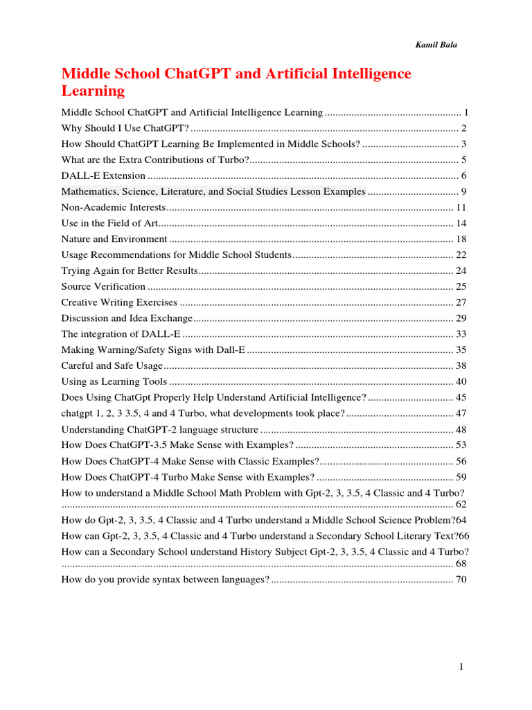 Middle School ChatGPT and AI Learning | PDF | Sustainability | Learning