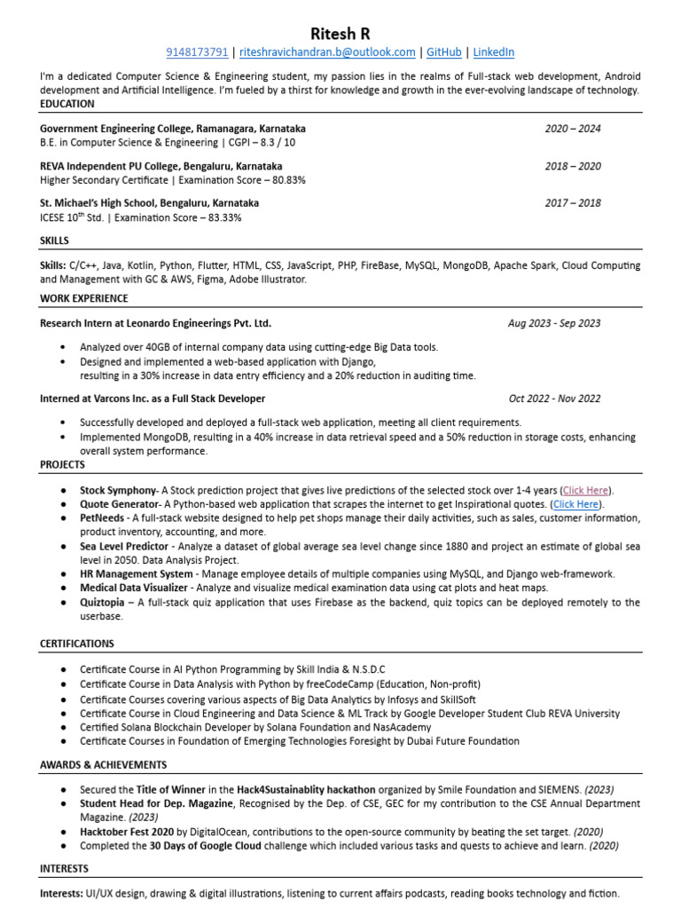 Ritesh Resume | PDF | World Wide Web | Internet & Web