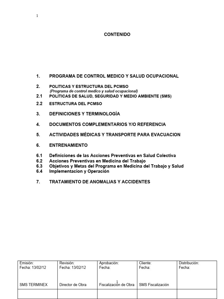 Programa de Control Medico y Salud | PDF | Seguridad y salud ocupacional | Medicina