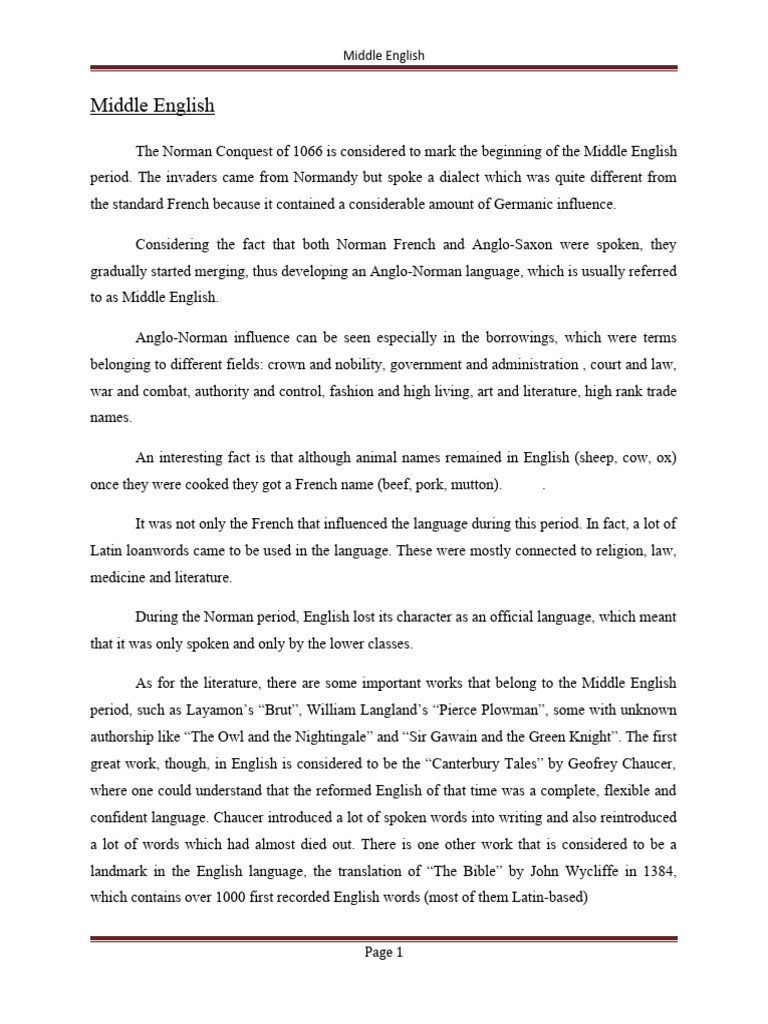 Middle English | PDF | English Language | Linguistics