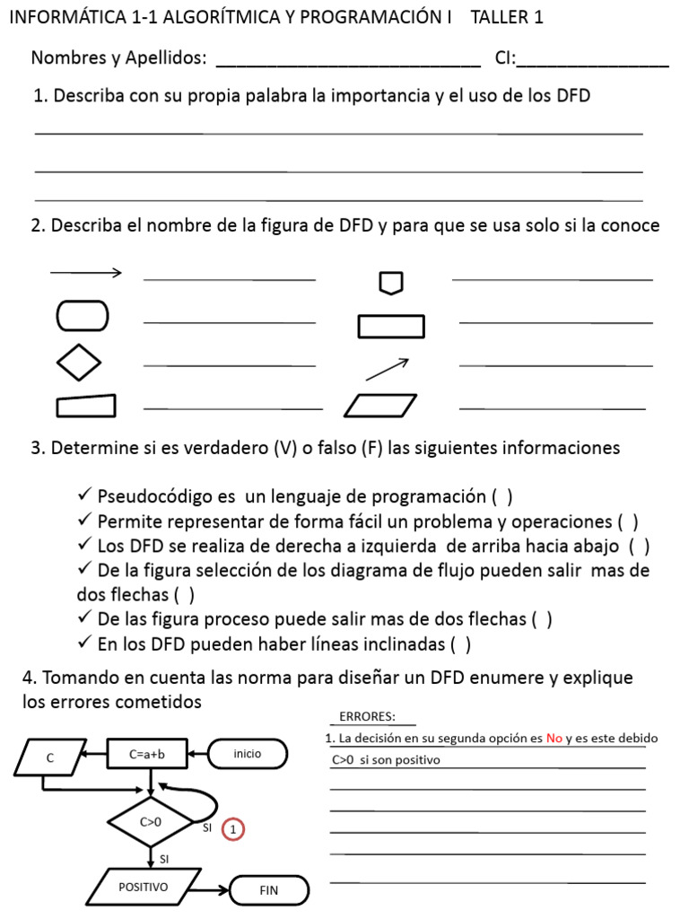 INF-00X (1-1) ALGORITMICA Y PROGRAMACION I TALLER 1,2 Resuelto | PDF | Lenguaje de programación ...