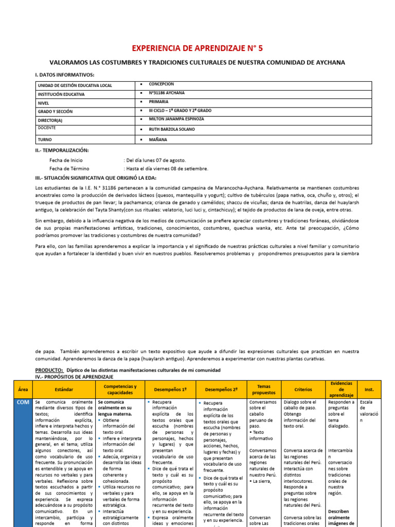 EXPERIENCIA DE APRENDIZAJE N°5 | Descargar gratis PDF | Geometría | Longitud