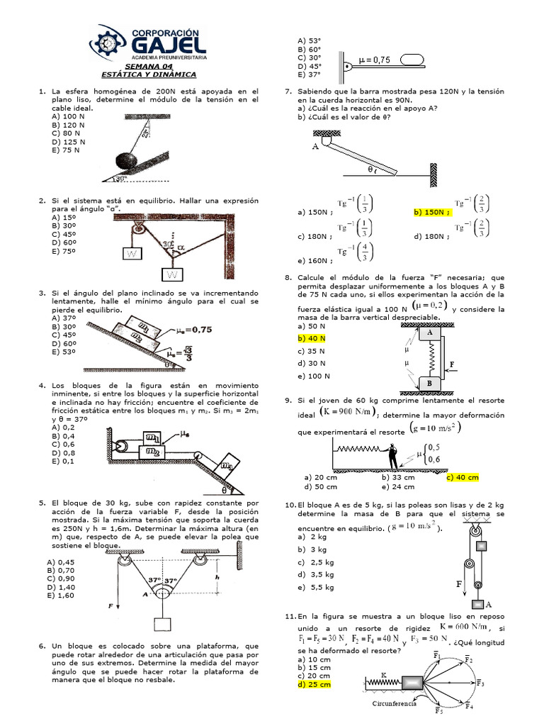 Semana 04 Estática y Dinámica | PDF | Fricción | Tasas temporales