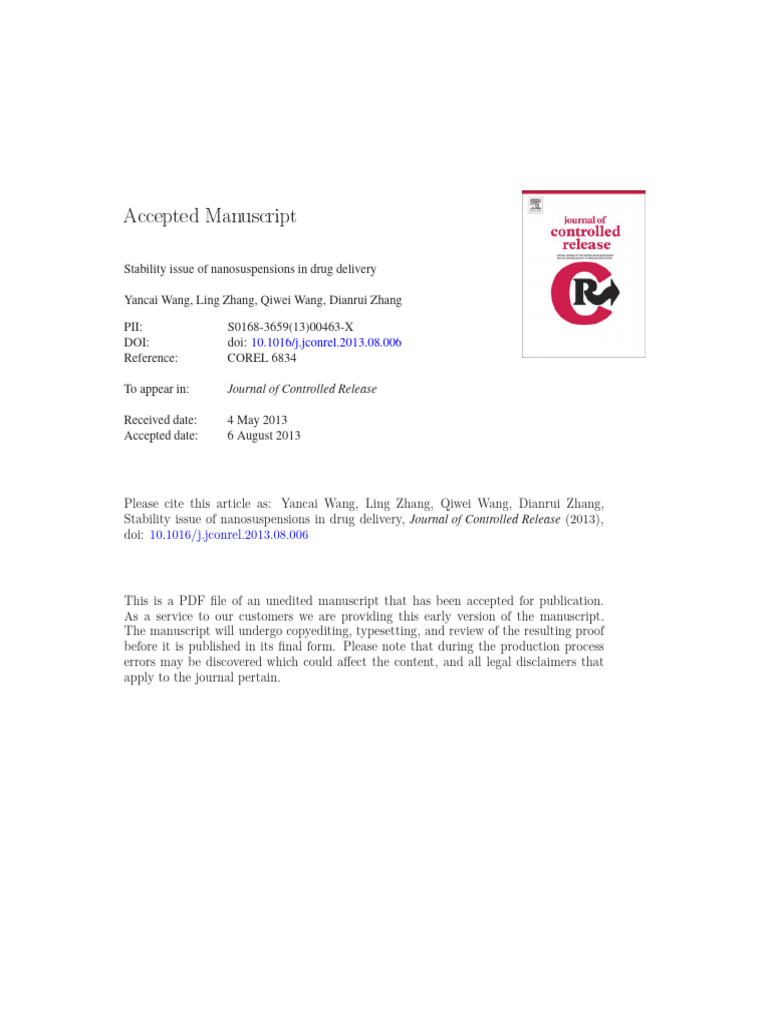 Wang 2013 | PDF | Adsorption | Pharmaceutical Formulation