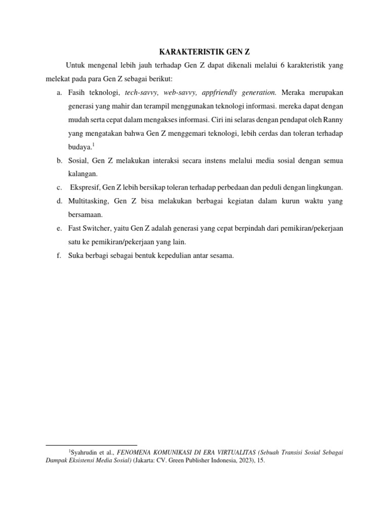 Karakteristik Gen Z | PDF