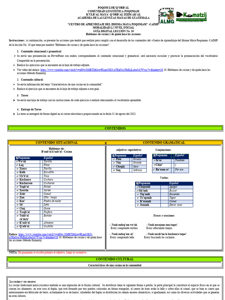 Guía - 10 - CAIMP - L2 | PDF | Estufa de cocina | Cocina