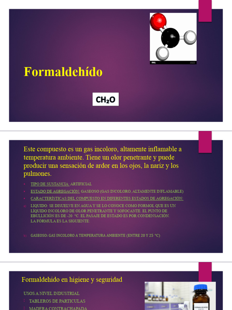 Formaldehído: Usos, Riesgos y Protección | PDF | Cocina, comidas y vino ...