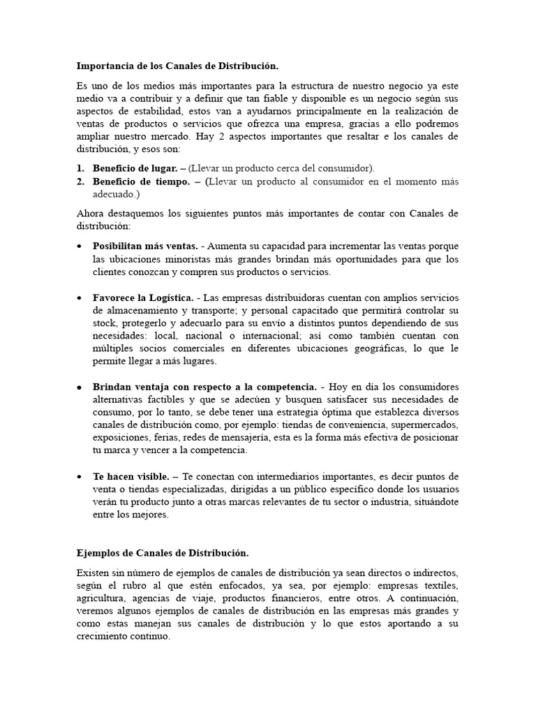 Canales de Distribución Empresarial | PDF | Al por menor | Business