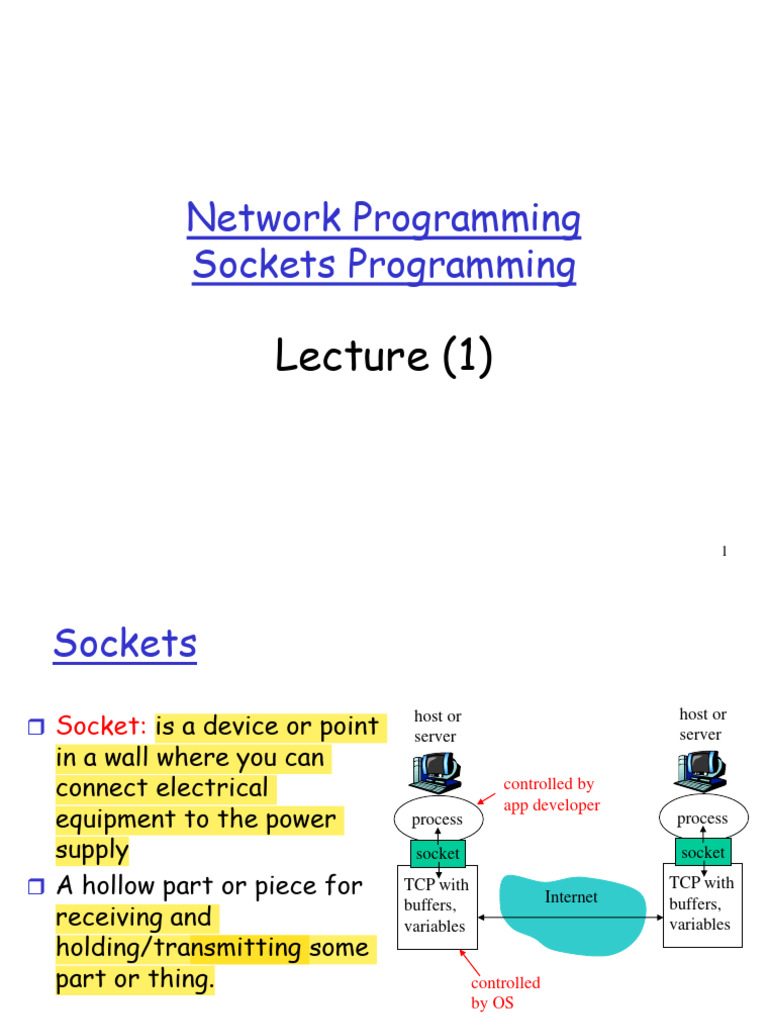 Lecture | PDF | Network Socket | Transmission Control Protocol