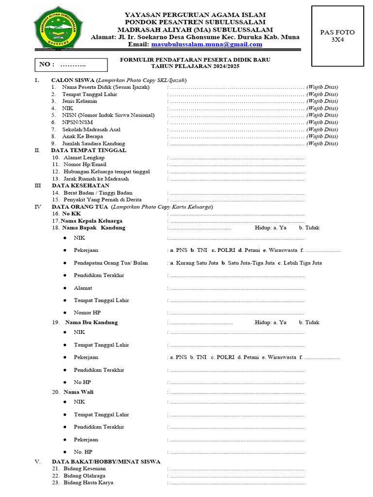 Formulir Pendaftaran PPDB 2024 2025 | PDF | Karier & Perkembangan