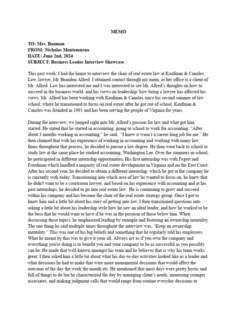 Memo Interveiw Showcase | PDF | Thought | Decision Making