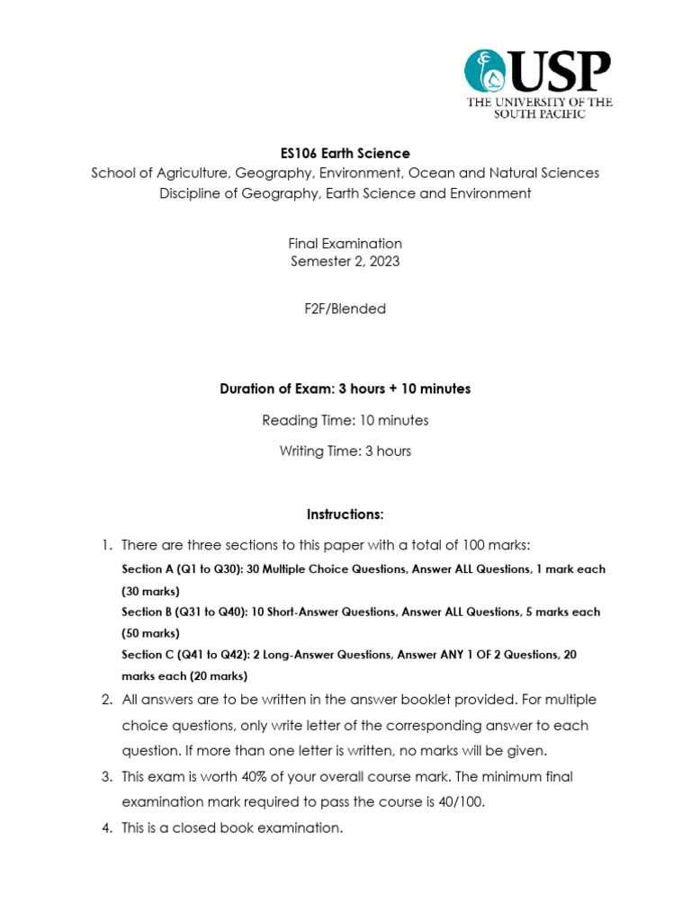 ES106 - Final - Exam - 2023 - Q - Only Ameded Version 13-Oct-23 | PDF ...