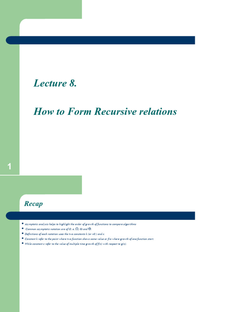 Algo Vc Lecture8 Pdf Recurrence Relation Algorithms 6237