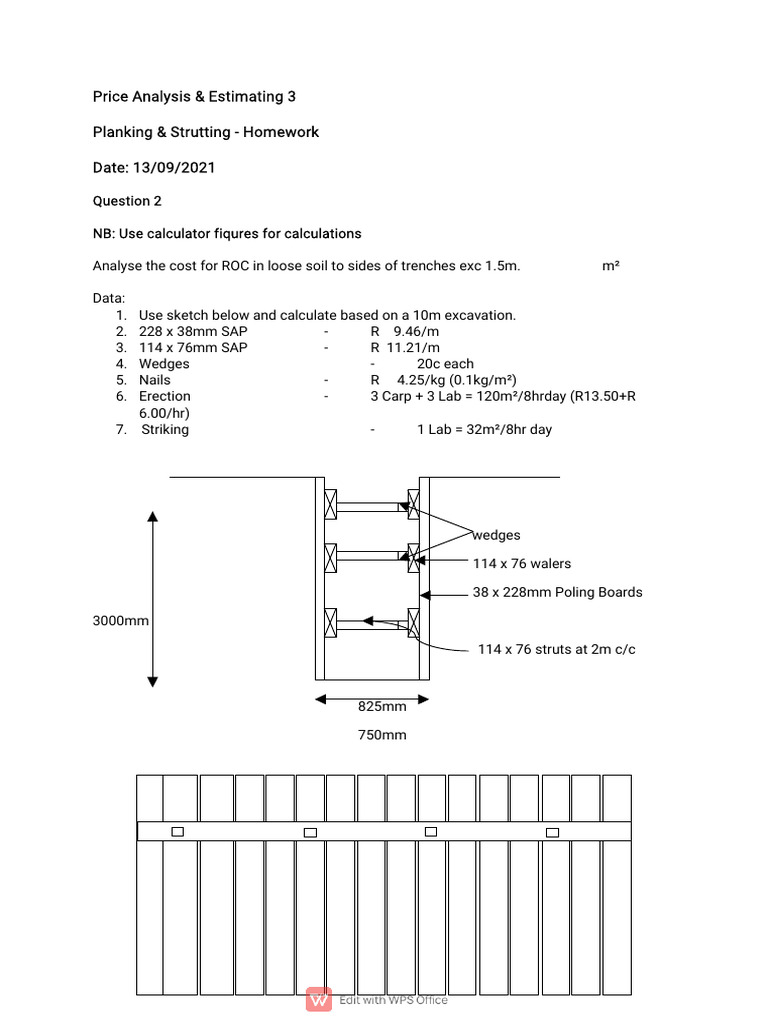 Cost Analysis for Planking & Strutting | PDF