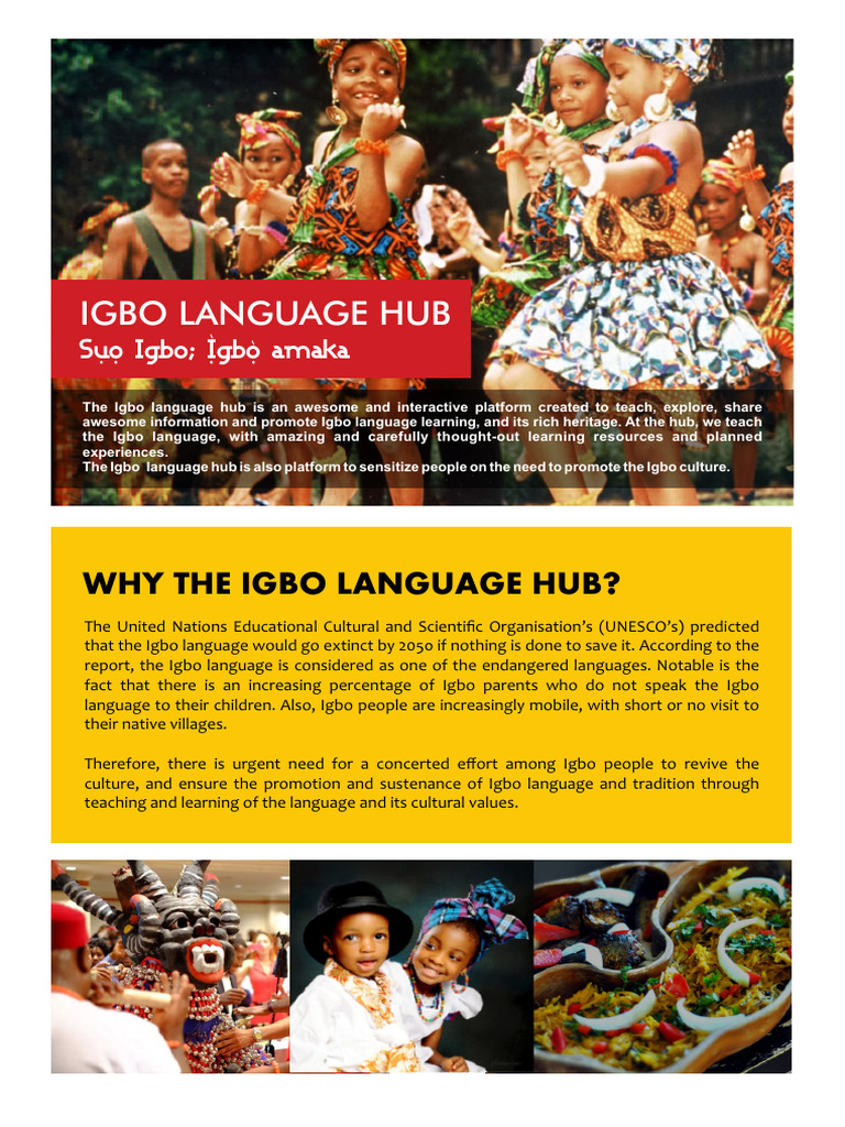 Igbo Language Hub Brochure | PDF | Learning | Human Communication