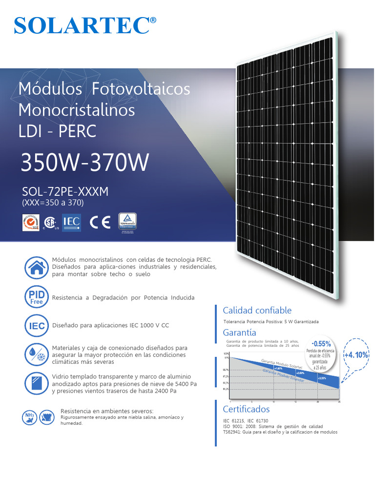 SOLARTEC SOL 72PE XXXM v0 | PDF | Electricidad | Ingenieria Eléctrica