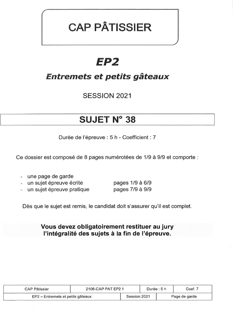 Sujet 38 Ep2 Cap 2021 | PDF