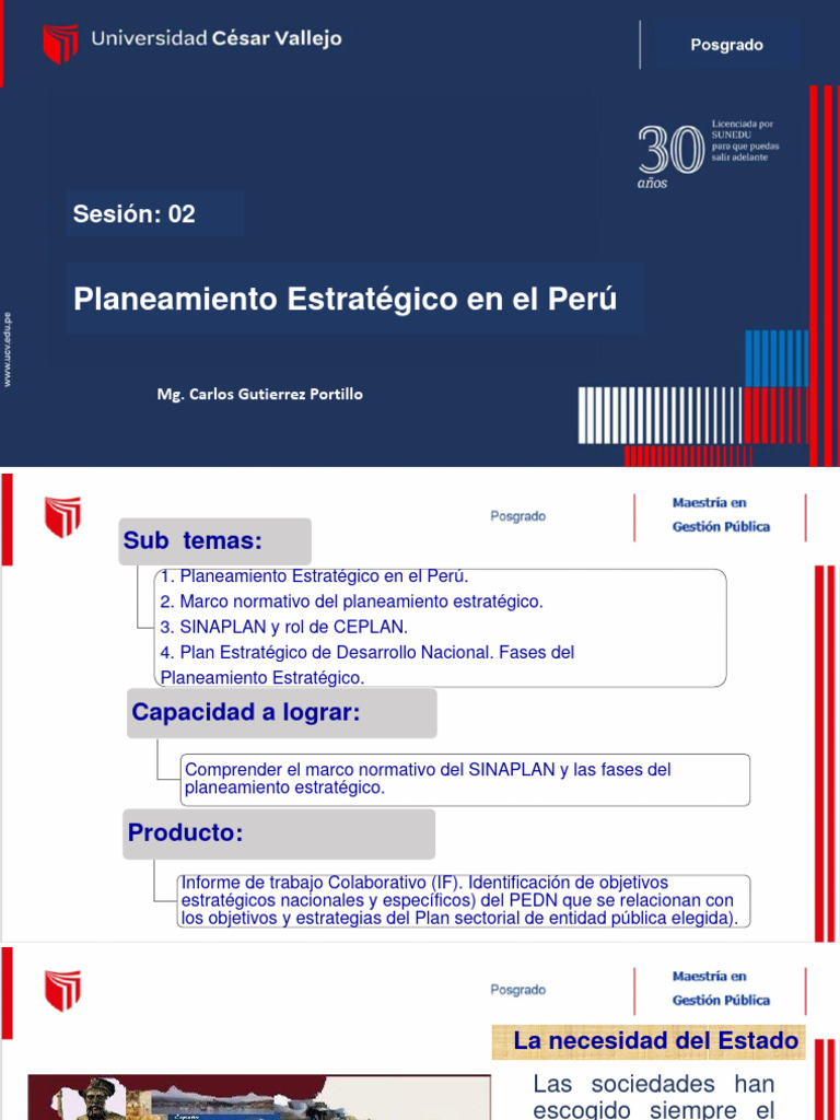 SesiÃ N 2 Planeamiento Estratã©gico en El PerÃº | PDF | Planificación | Administración Pública